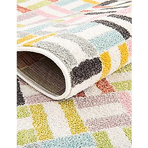 Unique Loom Whimsy Kids Collection Area Rug - Chicklets (Rectangular 7' 10" x 10' 0", Multi/ Black)