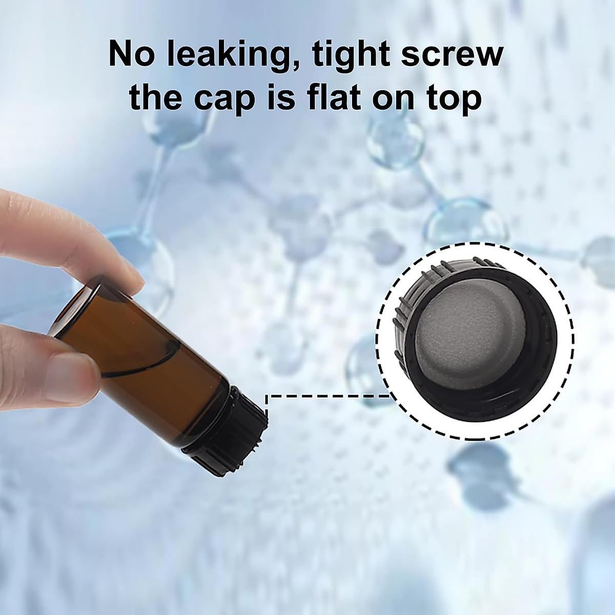 JIUWU 0.3 Oz 10 mL Amber Small Glass Vials, Liquid Sampling Glass Bottles Clear Vials Screwcap Lab Container, Pack of 50