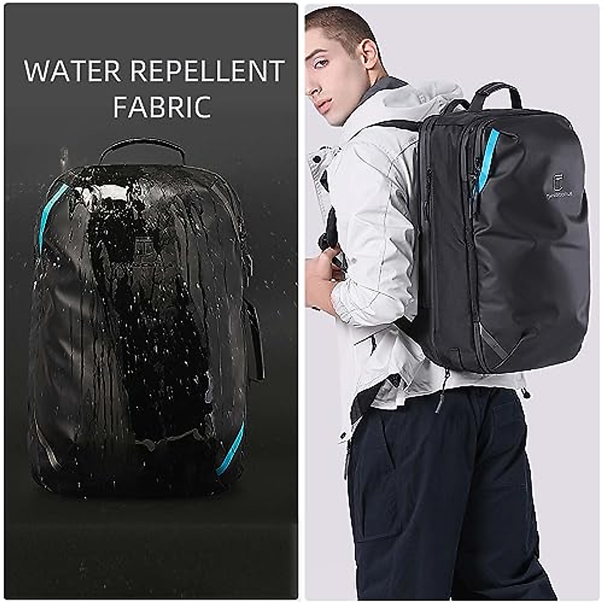 TANGCORLE Travel Carry on Backpack, Extra Large Expandable 45L Backpack for Flight approved, 17.3" Laptop with USB Charging Port Backpacks, Water Resistant Computer Business Backpack for Men & Women