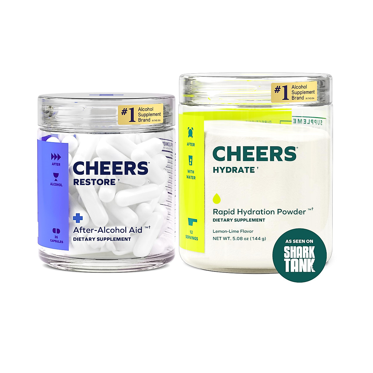 Cheers Classic Combo | Restore + Hydrate | Rehydrate & Feel Better After Drinking | DHM, L-Cysteine, B-Vitamins, Electrolytes | 12 Doses Each | Liver Support | Electrolyte Supplements