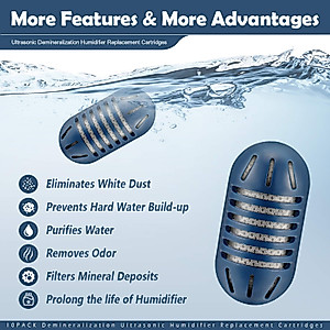 Anyhow Demineralization Ultrasonic Humidifier Replacement Cartridges, Filter Mineral Deposits, Prevents Hard Water Build-Up, Eliminates White Dust, Removes Odor-10Pack