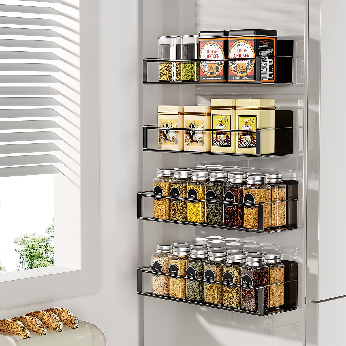 Vetacsion 4 Pack Moveable Refrigerator Magnetic Organizer,Metal Matt Black…