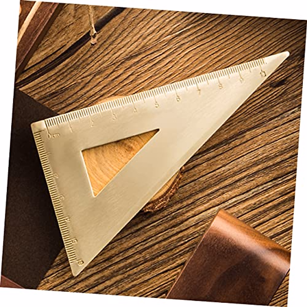 Ciieeo Triangle Ruler Triangular Ruler Stainless Steel Ruler Nordic Style Ruler Metal Protractor Plastic Ruler Clear Math Ruler Triangle Metric Ruler School Supplies with Hole Stationery