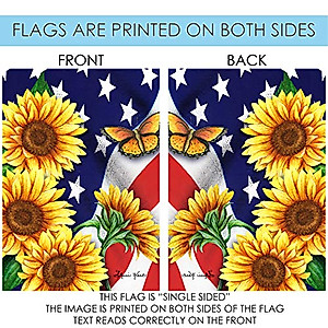Toland Home Garden 1012204 American Sunflowers Patriotic Flag 28x40 Inch Double Sided for Outdoor Flower House Yard Decoration
