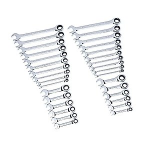 GearWrench Combination Ratcheting Wrench Set With Stubby Wrenches And Carrying Case, 32 Piece