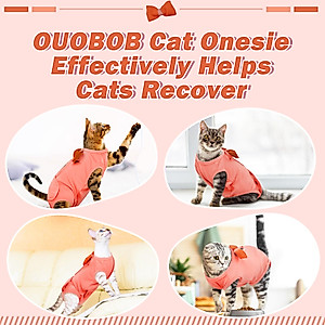 OUOBOB Cat Recovery Suit, Cat Onesie for Cats After Surgery Female Male, Cone of Shame Alternative Surgical Spay Suit, Cat Body Suit Preventing Cats from Licking Wounds Weaning Neuter Orange L
