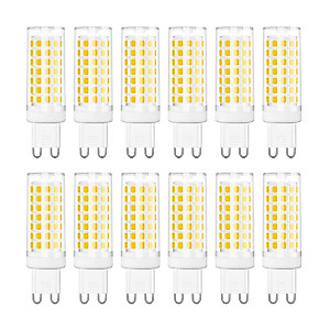 SumVibe G9 LED Bulb, 6W G9 LED Bulb Dimmable, G9 Halogen Bulb 60 Watt Equivalent, Daylight White 6000K G9 Bulb 550 Lumen,12-Pack