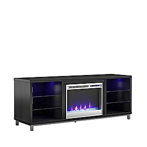 Ameriwood Home Lumina Fireplace Stand for TVs, up to 70", Black Oak