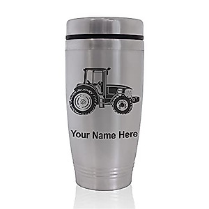 SkunkWerkz Commuter Travel Mug, Farm Tractor, Personalized Engraving Included