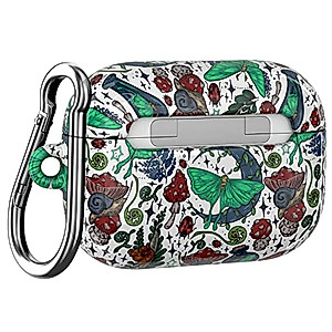 Hard Case Compatible with AirPods Pro 2 | AirPods Pro | AirPods 3 gen 2 1 Cute Design Fungi with Keychain Cover Protective Earpods Portable Witchy Ferns Ladybugs Hook Plastic Shockproof Luna Moths
