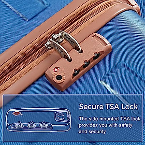 Merax 3 Piece Expandable ABS Hardshell Luggage Sets Spinner Wheel Suitcase TSA Lock Suit Case, Navy/Brown, 20/24/28 Inch