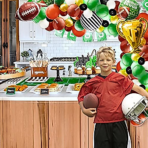 WATINC 129Pcs Football Balloon Garland Arch Kit, Football Theme Party Favors Decorations Supplies Foil Latex Balloons Celebration Decor, Sports Themed Birthday Decorations for Athletes Boys Men