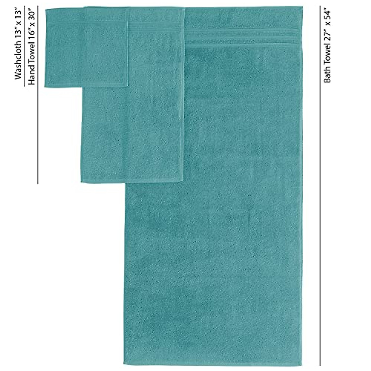 Hammam Linen 6-Piece Teal Turquoise Bath Towels Set for Bathroom Original Turkish Cotton Soft, Absorbent and Premium 2 Bath Towels, 2 Hand Towels, 2 Washcloths