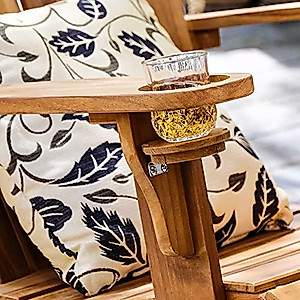 Cambridge Casual Lakeside Oversized Patio Adirondack Chair with Cup Holder, Natural Teak, Set of 2