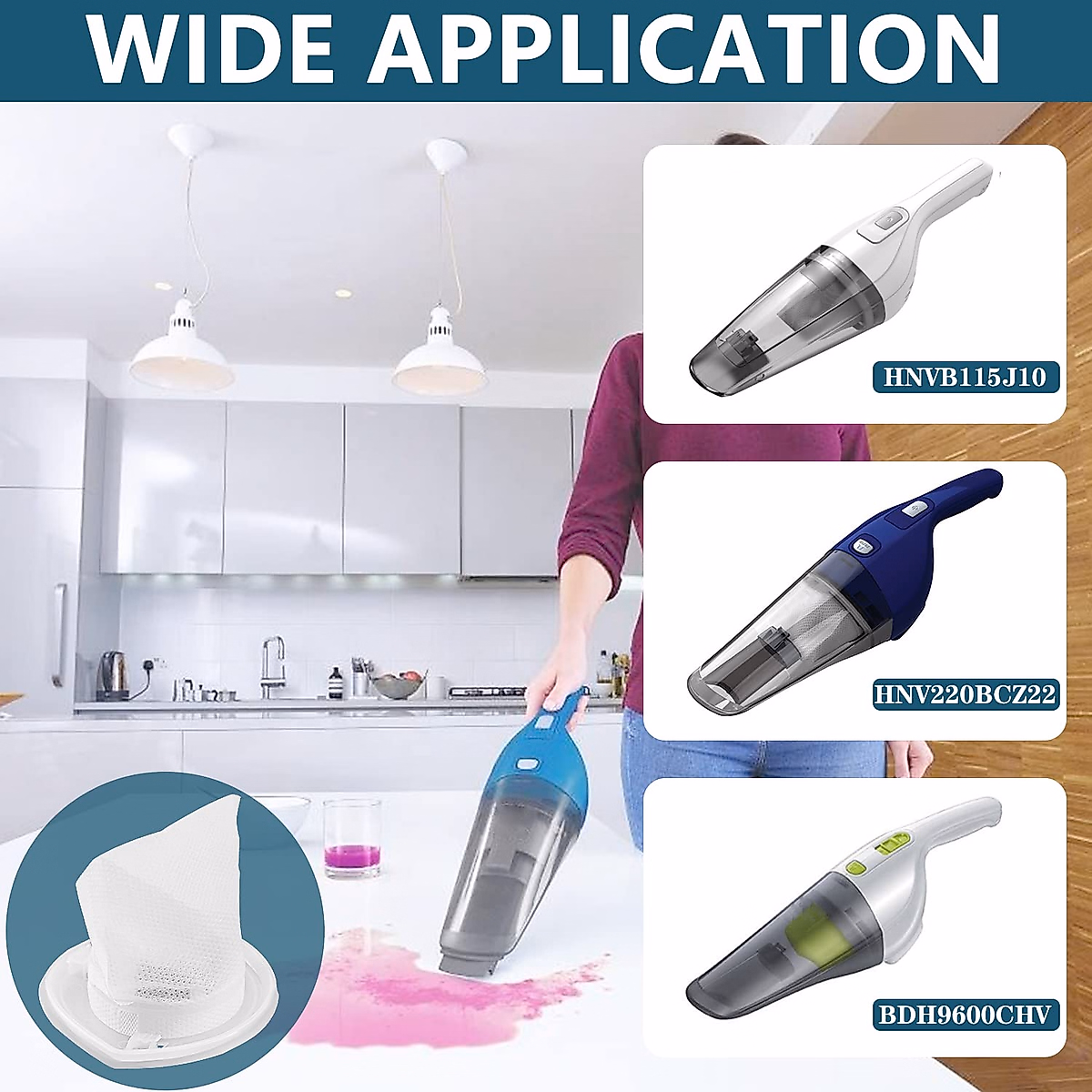 Improvedhand EVF100 Filter Replacement Compatible with Black & Decker Hand Vacuum HNV220B HNV115J HNV215B HNV115B 90590689 Series Cleaners, 9 Pack