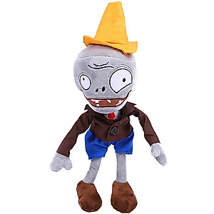Suyudian 12" 1 PCS PVZ Plant and Zombies Plush Brown Coat Toys Stuffed Soft Doll Roadblock Conehead Zombie New