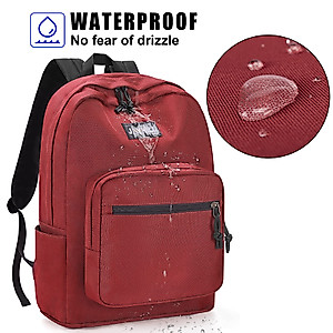 JOYHILL Large Travel Backpack for School 20L College Bookbag for Girls and Boys Fashion Casual Daypacks Back Packs Red