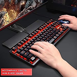 Anivia 87 Keys Mechanical Gaming Keyboard, 80% Compact USB Wired Mechanical Keyboard with Red Backlit & Blue Switch, Hot Swappable Gaming Keyboard for Gaming and Work - Black