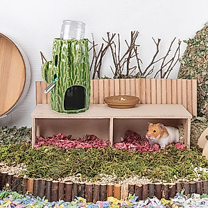 CheeFun Ceramic Hamster Water Bottle: 80ML Adjustable Cactus Water Stand Holder - No Drip Rat Water Bottle for Dwarf Hamster Mice Gerbil Guinea Pig (Light Green)