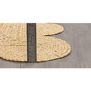 Generic Handwoven Scalloped Jute Area Rug 2x3/3x5/4x6-Braided Jute Runner Rug 2.5x6 ft for Kitchen/Hallway-Natural Farmhouse Scallop Jute Rug 5x7-Reversible Jute Rug 8x10 (Beige, 4' x 6' Feet)