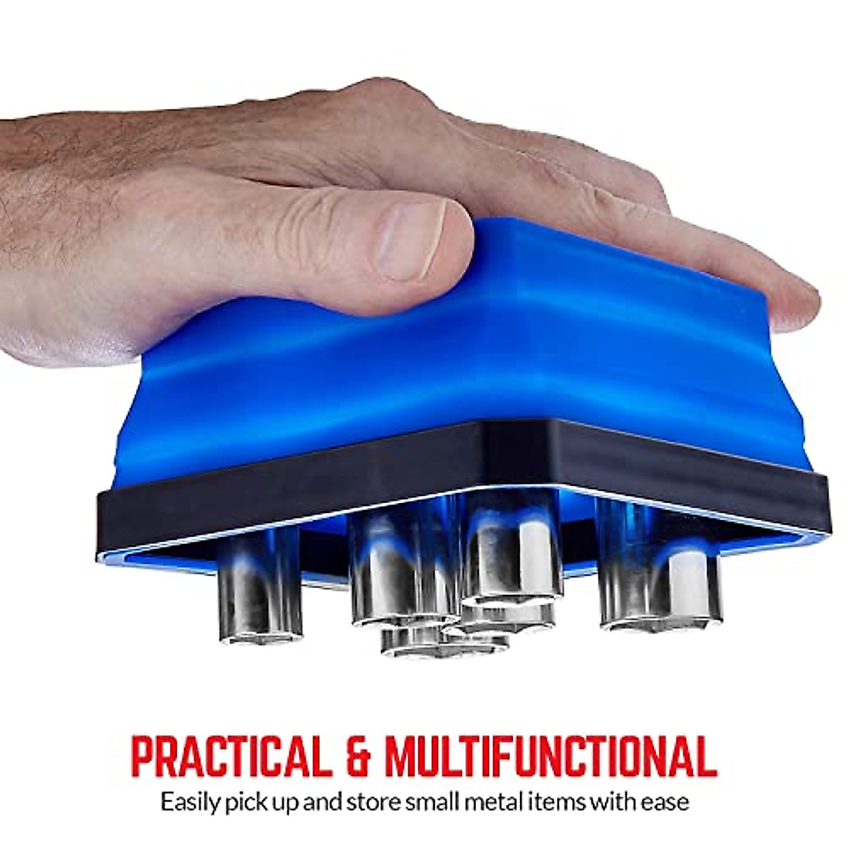 Collapsible Magnetic Parts Tray Set - (Pack of 3) Tool Trays for Screw, Bolts, Nuts, Washers, Pins and Other Small Metal Parts - 4.25 Inch Square - Red, Blue, and Green