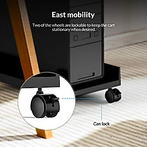 ORICO Computer Tower Stand, Mobile CPU Holder with 4 Caster Wheels Fits for Most Computer Tower, Gaming PC, Printer, Under Desk PC Holder (Black)