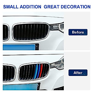 MACARLON M-Colored Stripe Grille Insert Trims Compatible with 2013-2018 BMW F30 3 Series 316i 318i 320i 328d 328i 335i 340i Kidney Grill with 11-Slat (Not Fit 8-Slat)