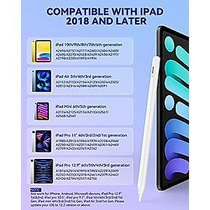 Stylus Pen for iPad with Palm Rejection, Tilt Sensitivity, ZVFBC iPad Pencil for Touch Screens Compatible with iPad Air 3rd/4th/5th, iPad Pro 11/12.9 inch, iPad 6th/7th/8th/9th/10th, iPad Mini 5th/6th