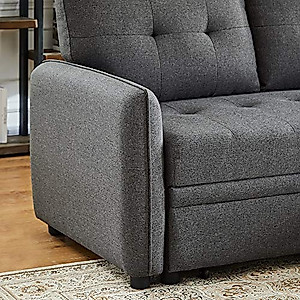 INFINI FURNISHINGS Reversible Storage Chaise Lounge 84" Wide Sectional Sofa with Pull Out Sleeper Bed, Dark Gray