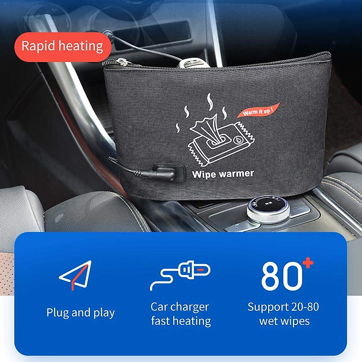 SmarTopus Portable Car Wipes Heater Warmer Baby Wipes Thermostat Heating Bag