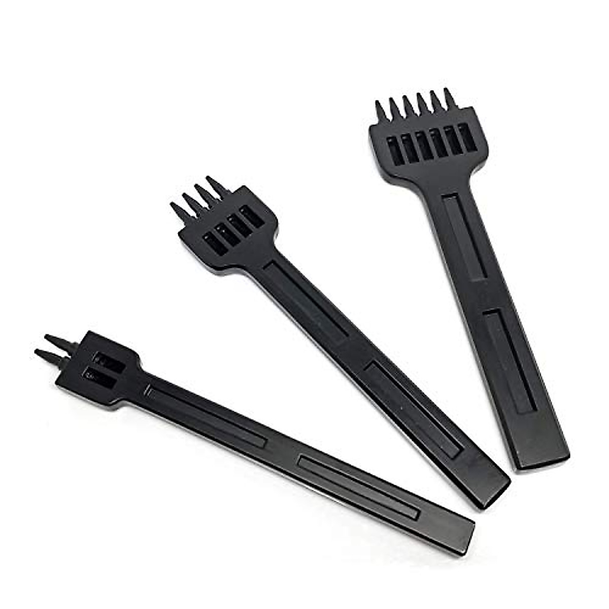 Citian Leather Round Hole Punching Tool 5mm 2/4/6 Claw Tooth Set for DIY Leather Craft (Black)