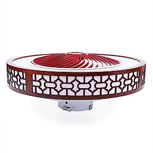 TFCFL 22 Inches Brown Red Ceiling Fan with Light Remote Control 2-Color Lighting Modes LED Ceiling Chandelier Solid Wood Invisible Acrylic Blades Semi Flush Mount Low Profile Fan