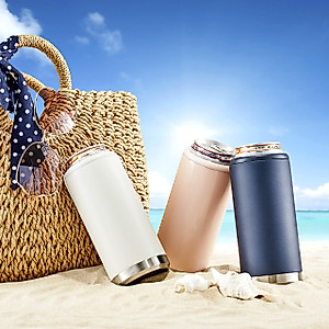 Maars Skinny Can Cooler for Slim Beer & Hard Seltzer | Stainless Steel 12oz Sleeve, Double Wall Vacuum Insulated Drink Holder - Silver