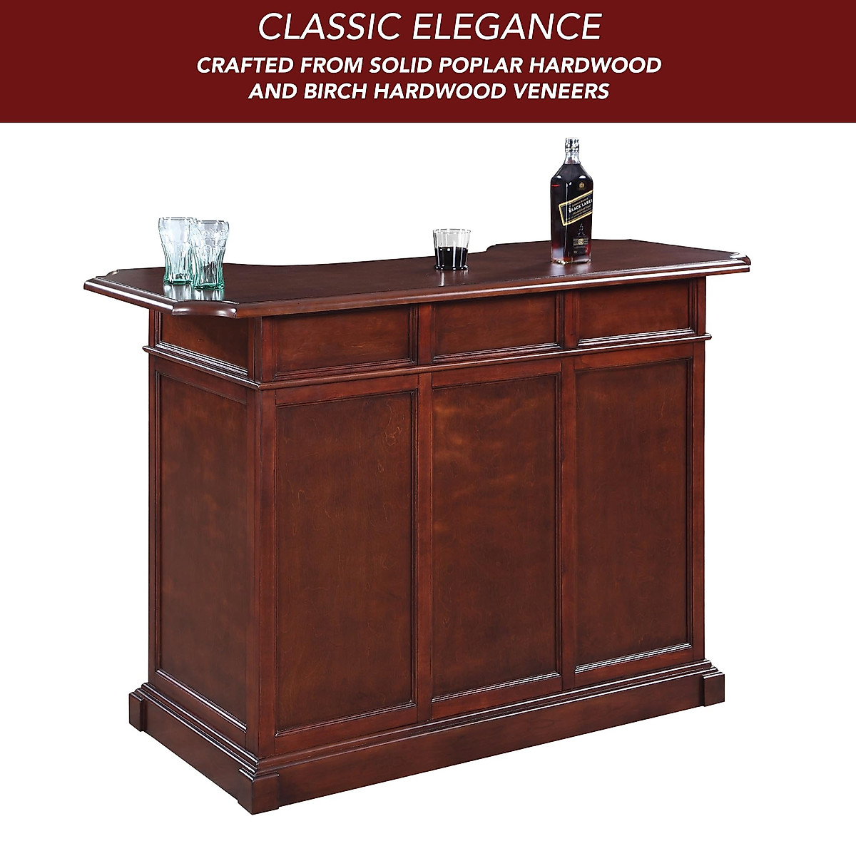 Hathaway Ridgeline 5' Home bar Set with Storage Mahogany