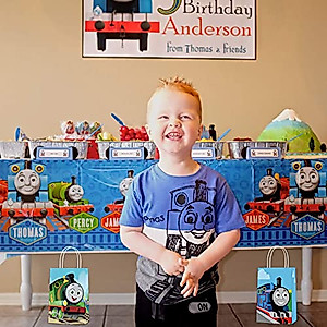LAROPA 16Pcs Thomas Train Party Paper Bags, Thomas Party Favor Gift Bags Treat Candy Bags for Thomas Train Fans Birthday Party Decoration Supplies, 2 Styles