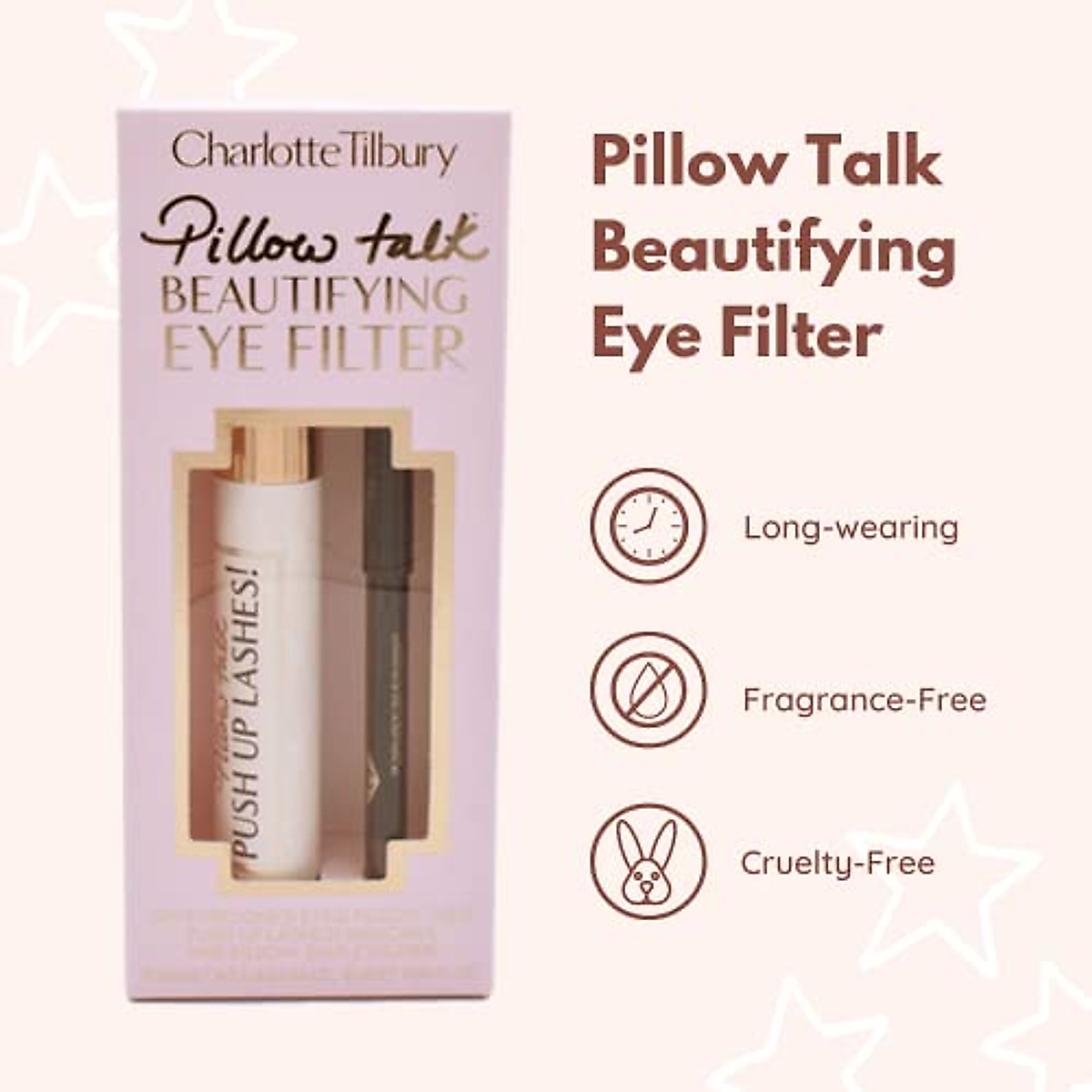Charlotte Tilbury Pillow Talk Mascara & Eyeliner Beautifying Eye Filter Set:: Push Up Lashes Volumizing & Lengthening Mascara for Eyelashes and Pillow Talk Eyeliner