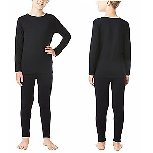 32 Degrees Weatherproof Big Boys Base Layer Thermal Shirt Long Underwear Set, Black Small