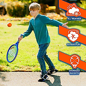 Nerf Driveway Tennis Set for Kids - 2 Player Kids Tennis Set - Jumbo Rackets and Foam Tennis Ball - Indoor Tennis Set - (2) Rackets and Foam Ball Included