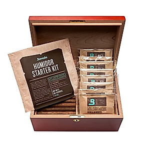 Boveda Starter Kit Bundle: Season a Wood Storage Box Plus Maintain Humidity with 2-Way Humidity Control | Includes (2) Each Size 60 Boveda 84% & 72% | 1-Count