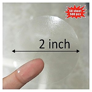 SMARSTICKER Super Gloss Clear Transparent Retail Package Envelope Seals 2" Christmas Round Circle Crystal Clear Dot Mail Wafer Seals Stickers Labels Envelope Tab Sealer 500/Pack