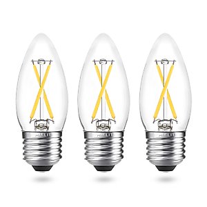 AIELIT B11 Vintage E26 LED Candelabra Light Bulbs, 2W (25W Equivalent), Soft White 3000K, Clear Glass, 200 Lumens, Dimmable LED Edison Bulb for Chandelier Ceiling Fan Pendant Lights, 3-Pack