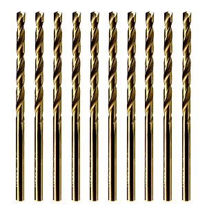 MAXTOOL No.43 10pcs Identical Jobber Length Drills 0.089" HSS M35 Cobalt Twist Drill Bits Wire Gauge Numbered Golden Straight Drills; JBN35G10R43P10