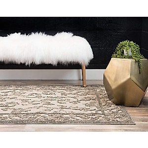 Unique Loom Outdoor Botanical Collection Area Rug (4' x 6' Rectangle, Brown)