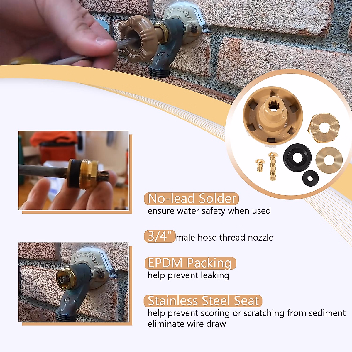 RK-14MH Repair Kit Metal Handle Repair Kit, for Woodford Model 14 Model 18 Outdoor Faucet, Prevent Leaking (7 Pcs)