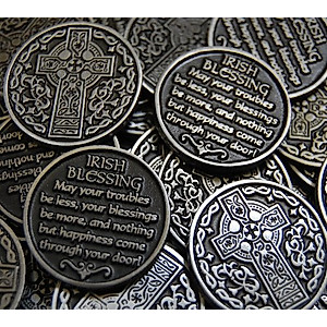 Set of 10 Celtic Cross Irish Blessing Pocket Token Coins