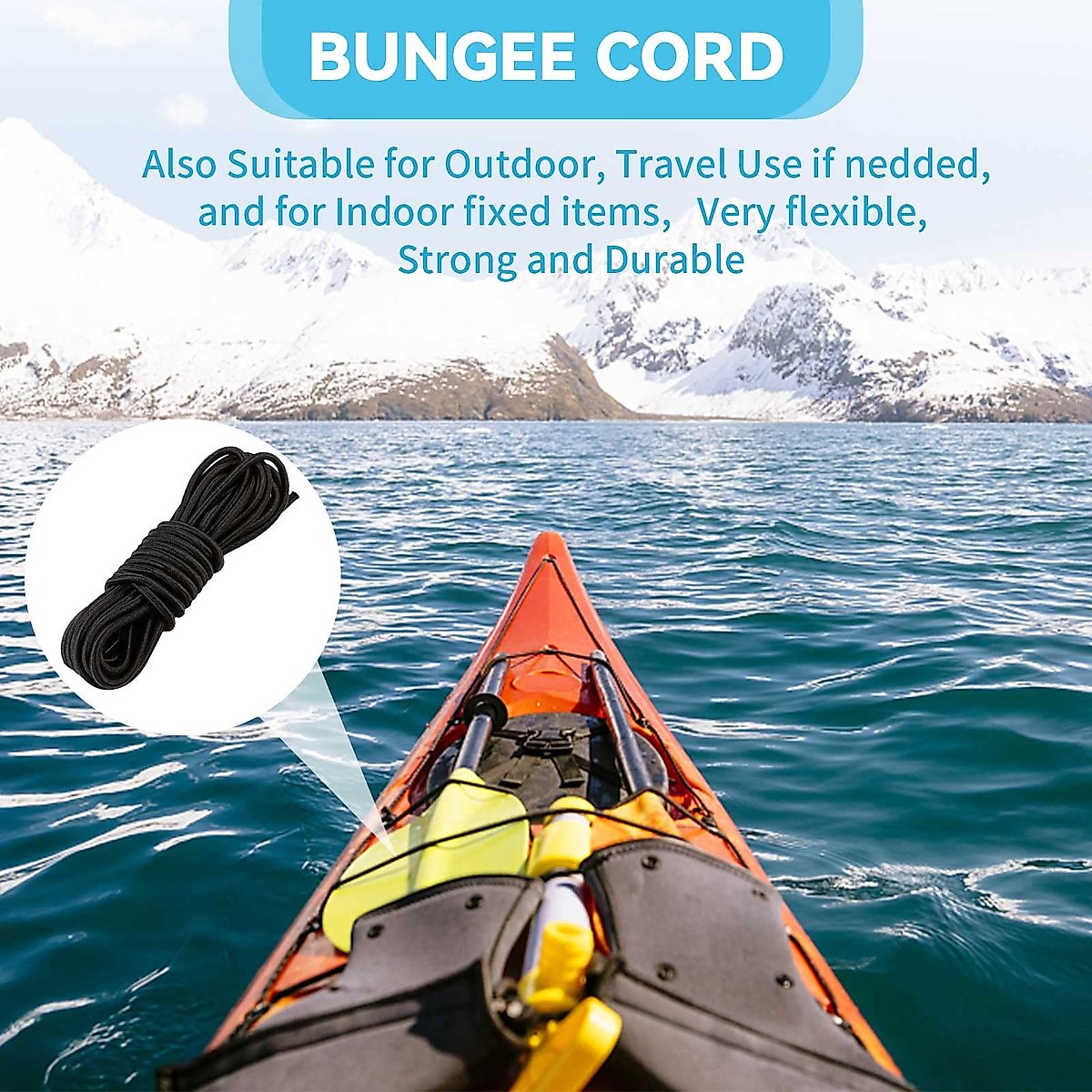 Deck Rigging Kit Accessory - 19.7 FT Bungee Cord with Deck Loops Tie Down Pad Eyes and J - Hooks and Bungee Cord Hook Screws & Rivets for Kayaks Canoes Boat