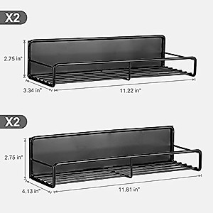 EDWODER Magnetic Spice Rack for Refrigerator,4 Pack Magnetic Shelf Magnet Organizer for Side of Fridge Microwave Oven Metal Surface,Black