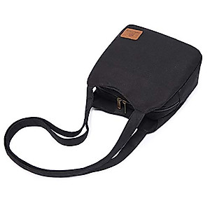 Small Mini Shoulder Bag Hippie Top Zip Cotton Sling Bag Jacquard cloth Handmade Bags… (Black)