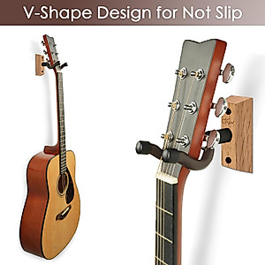 SNIGJAT Guitar Wall Mount 2 Pack, Guitar Hanger for Rotatable, Solid Wood Guitar Wall Hanger, V-Shaped Guitar Mount Hook for Acoustic Guitar, Guitar Holder for Banjo, Musical Instruments Accessories
