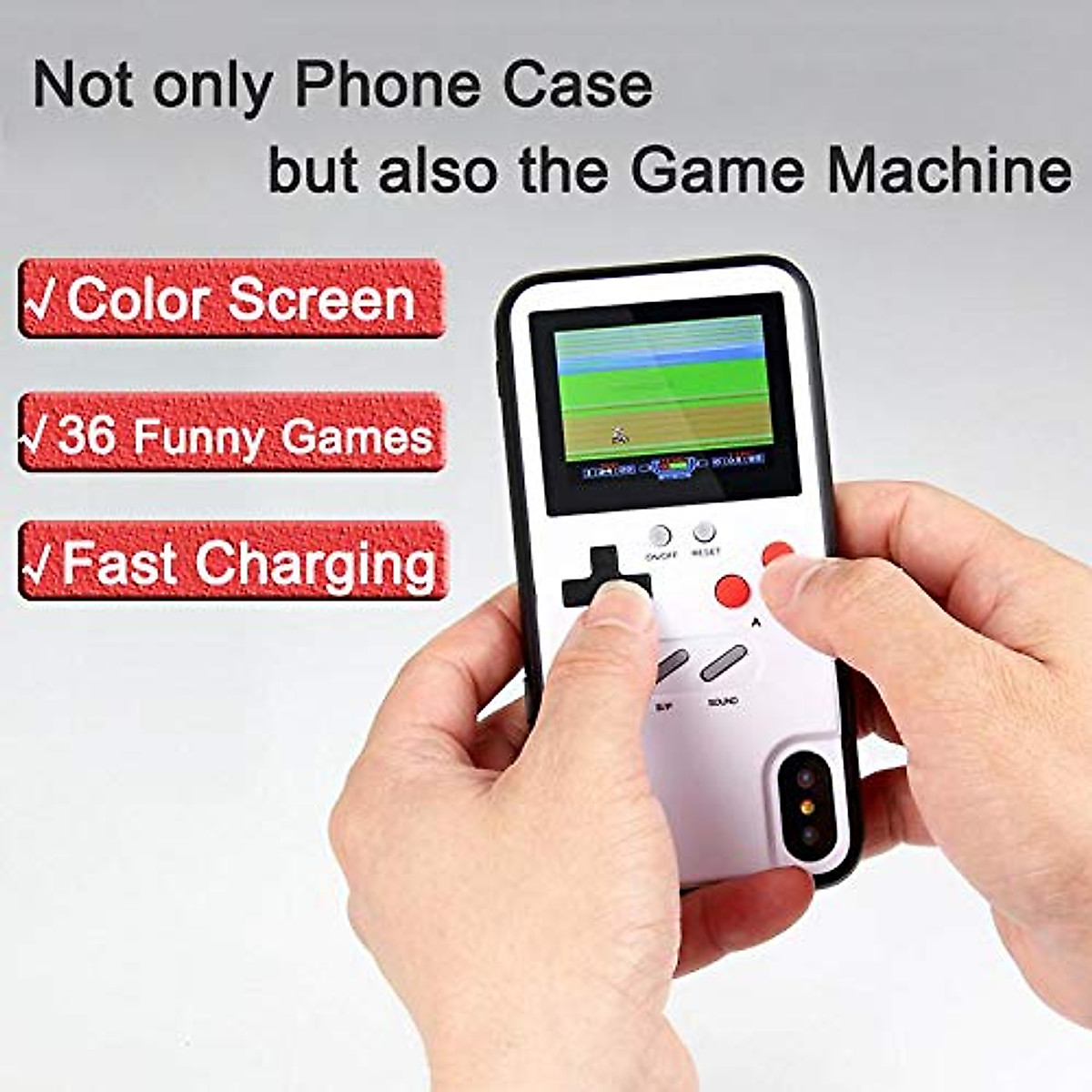 DokFin Shockproof Retro 3D Gameboy Silicone Cover with 36 Classic Games, Colour Display for iPhone X/Xs/XR/Xmax, iPhone 8/8 Plus/7/7 Plus (White)